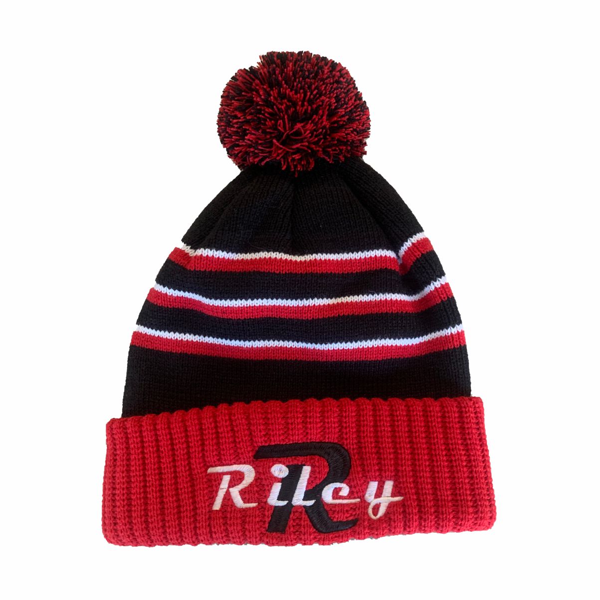 Riley Richardson Stripe Pom Cuffed Beanie | HyperStitch, Inc